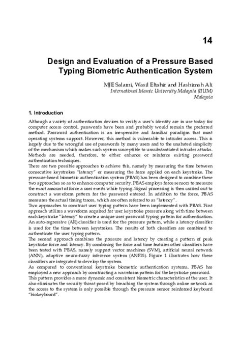 Pdf Design And Evaluation Of A Pressure Based Typing Biometric Authentication System