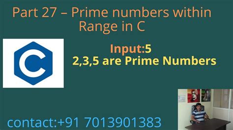 Prime Numbers Within Range In C Part 27 Youtube