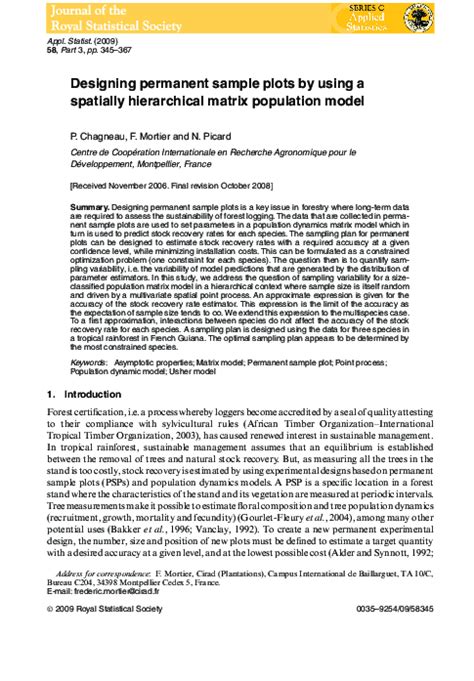 Pdf Designing Permanent Sample Plots By Using A Spatially Hierarchical Matrix Population Model