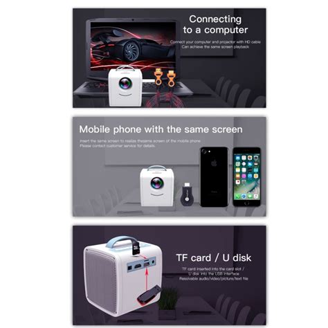 Q2 Led 1080p 미니 휴대용 프로젝터 어린이 프로젝터 플러그 유형 Au 플러그 파란색 흰색