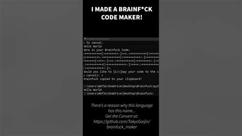 i wrote a brainf ck code creator youtube