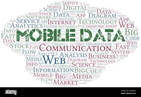 Mobile Data Vector Word Cloud Made With The Text Only Stock Vector