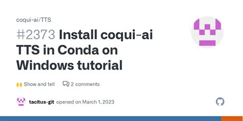 Install Coqui Ai Tts In Conda On Windows Tutorial · Coqui Ai Tts