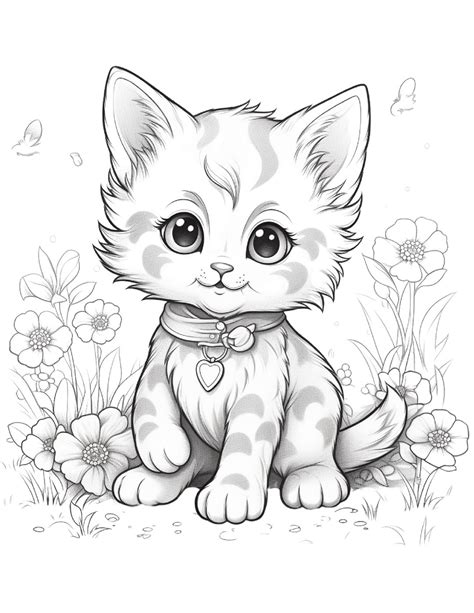 Cute Cartoon Kitten Coloring Pages Kitty Cat Coloring Pages Hi Res