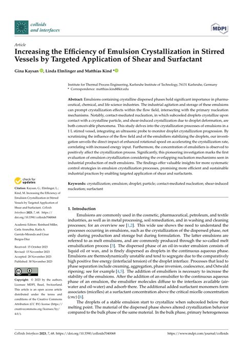 Pdf Increasing The Efficiency Of Emulsion Crystallization In Stirred