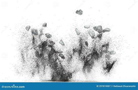 Silver Ore Nugget Fly Fall From Mining Float In Air Many Pieces Silver Nugget Ore Explosion