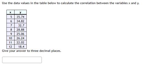 Solved Use The Data Values In The Table Below To Calculate Chegg Com