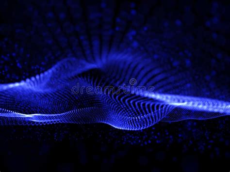 3d Abstract Communications Background With Flowing Cyber Particles Stock Illustration
