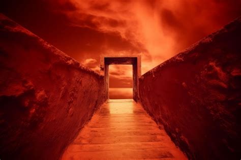 Escaleras Rojas Infierno Habitación Entrar En Rojo Generar Ai Foto