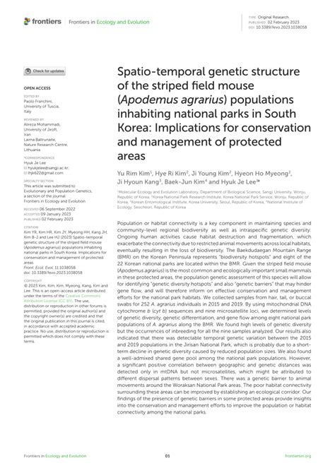 Pdf Spatio Temporal Genetic Structure Of The Striped Field Mouse