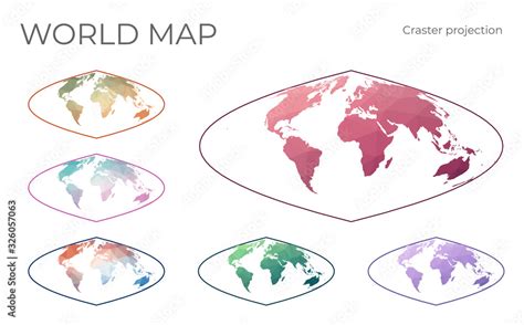 Low Poly World Map Set Craster Parabolic Projection Collection Of The World Maps In Geometric
