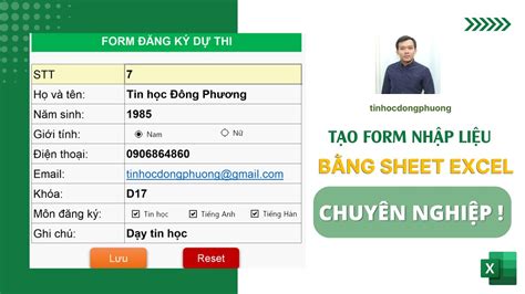 Hướng Dẫn TẠo Form NhẬp LiỆu Trên Sheet Excel Thật Chuyên Nghiệp Youtube