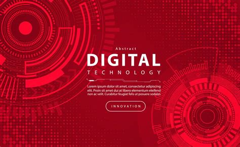 Digital Technology Banner Red Background Concept Circuit Technology