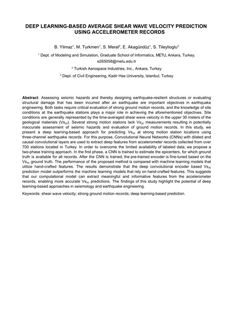 Pdf Deep Learning Based Average Shear Wave Velocity Prediction Using Accelerometer Records