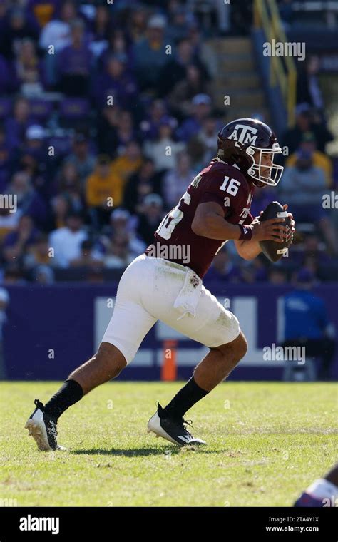 Texas Aandm Quarterback Jaylen Henderson 16 Looks To Pass During An Ncaa College Football Game