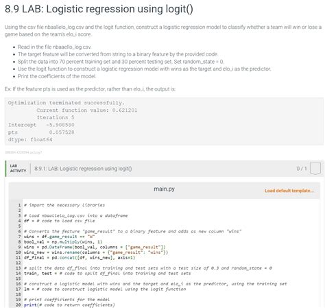 Solved 89 ﻿lab Logistic Regression Using Logitusing The