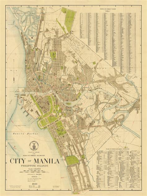 Old Map Of Manila Philippines By John Bach 1920 Intramuros Ermita