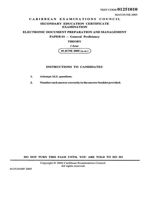 Csec Edpm June 2005 P1 4pgs Pdf Computer Hardware Personal Computers