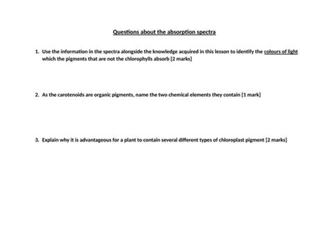 Chloroplast Pigments Cie A Level Bio Teaching Resources