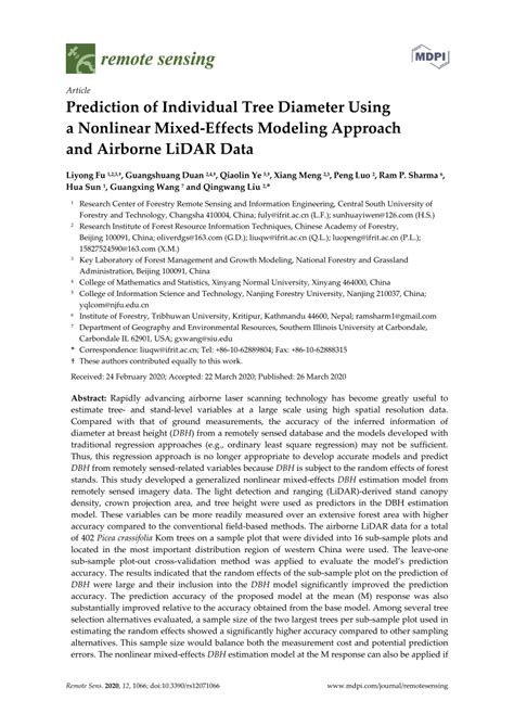 Pdf Prediction Of Individual Tree Diameter Using A Nonlinear Mixed Effects Modeling Approach