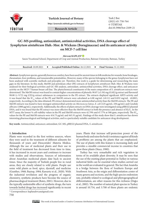 Pdf Gc Ms Profiling Antioxidant Antimicrobial Activities Dna