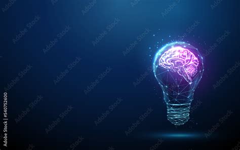 Abstract Blue Glowing Light Bulb With Violet Brains Inside Stock Vector Adobe Stock