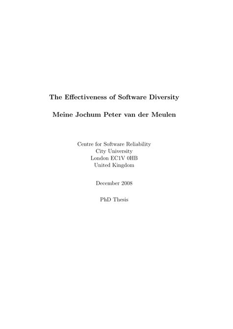 Pdf The Effectiveness Of Software Diversity