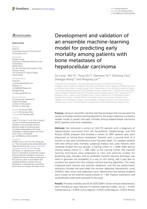 Pdf Development And Validation Of An Ensemble Machine Learning Model