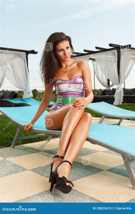 Gorgeous Brunette Girl With Long Legs Stock Image Image Of Slim