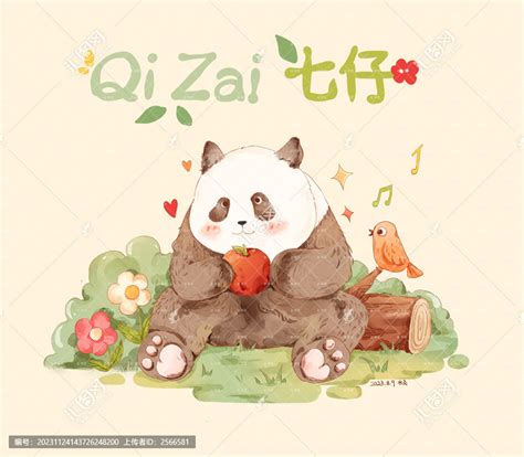 大熊猫可爱卡通插画七仔设计模板下载 设计素材素材下的动物素材设计模板 汇图网