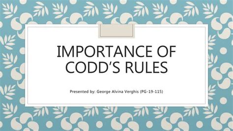 Codds Rule Pptx Databases Computer Software And Applications