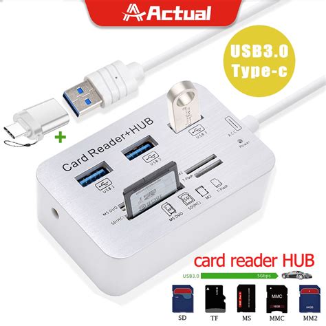 Actual Sd Xd Tf Ms M2 Card Reader All In One Usb Port Extension Usb Hub Memory Card Reader Pc