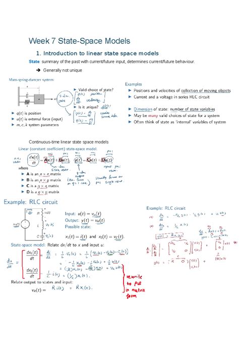 Week 7 The Lecture Notes For Week 7 Focuses On State Space Model