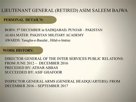Lt Gen Retd Asim Saleem Bajwa Pptx