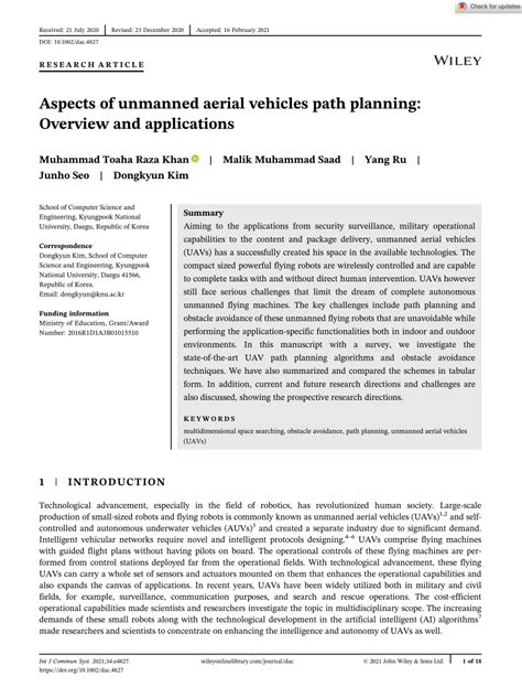 Pdf Aspects Of Unmanned Aerial Vehicles Path Planning Overview And