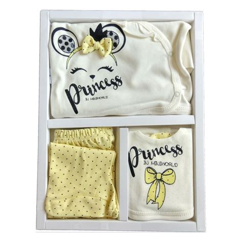 Бебешки комплект 5 части Принцеска в жълто E Bebok