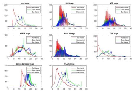 Histogram Of LIME Under Water Input Image For Various Algorithms