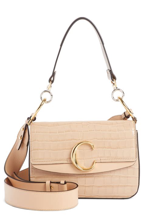 Chloé Croc Embossed Leather Shoulder Bag Nordstrom Shoulder Bag Popular Purses Leather