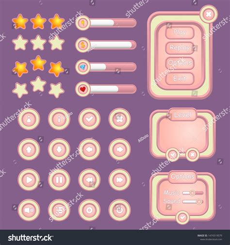 Ui Gui Elements Mobile Pc Games Stock Vector Royalty Free 1474319579