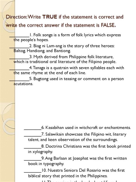 direction write true if the statement is correct and write the correct