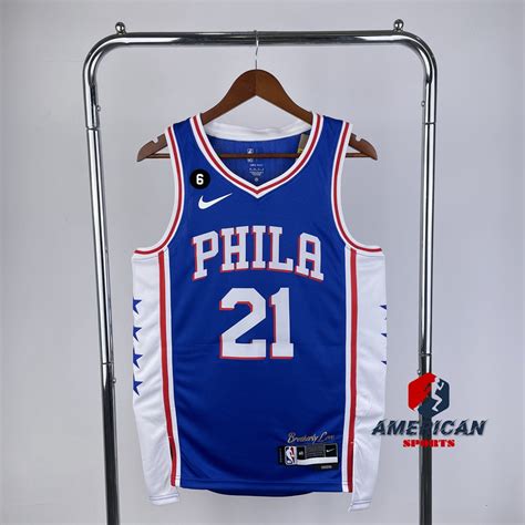 Masculino Camisa 2023nba Philadelphia 76ers Joel Embiid Blue 2023 2024