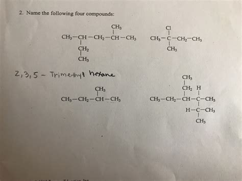 solved 2 name the following four compounds ch3 cl