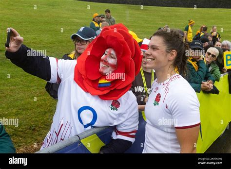 Englands Helena Rowland With Supporters After Their Win Against Australia In The Womens Rugby