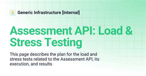 Assessment Api Load And Stress Testing Generic Infrastructure Internal