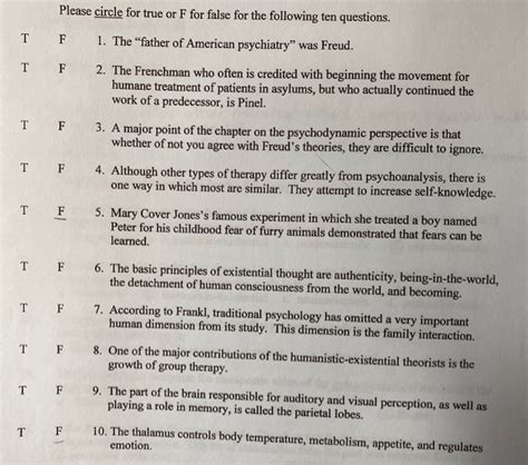 Solved Please Circle For True Or F For False For The Chegg Com