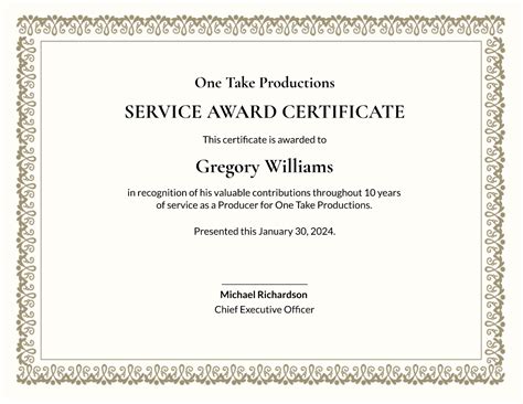 Free Printable Service Certificate Templates To Customize Online
