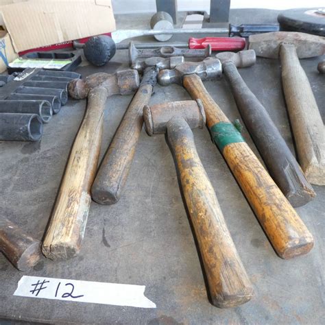 Lot 12 Mixed Tool Lot Files Ball Peen Hammers Sockets And More