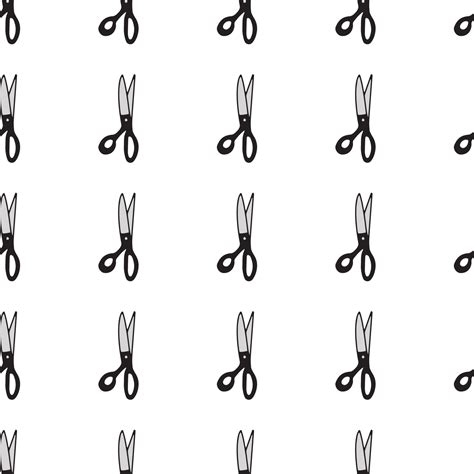 Scissor Seamless Pattern Hand Drawn Professional Pair Of Scissors Cutting Hair Craft And