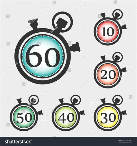 Countdown Analog Timer Icons Set Vector Stock Vector Royalty Free 670069312 Shutterstock