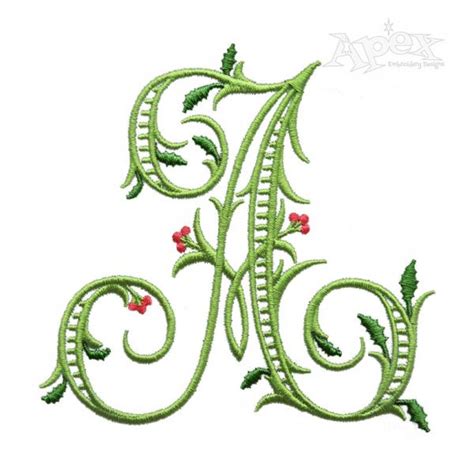 Holly Berries Ribbed Script Machine Embroidery Font Apex